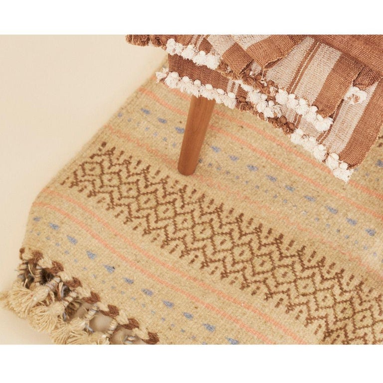 JAALI Handloom Wool Indian Rug in Soft Earthy Pastel Tones For Sale at ...
