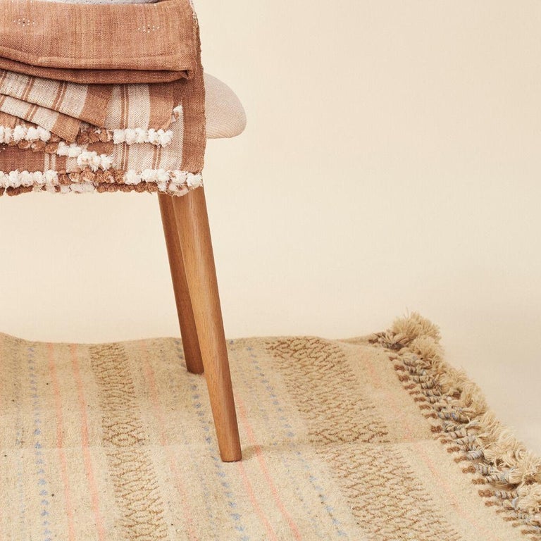 JAALI Handloom Wool Indian Rug in Soft Earthy Pastel Tones For Sale at ...