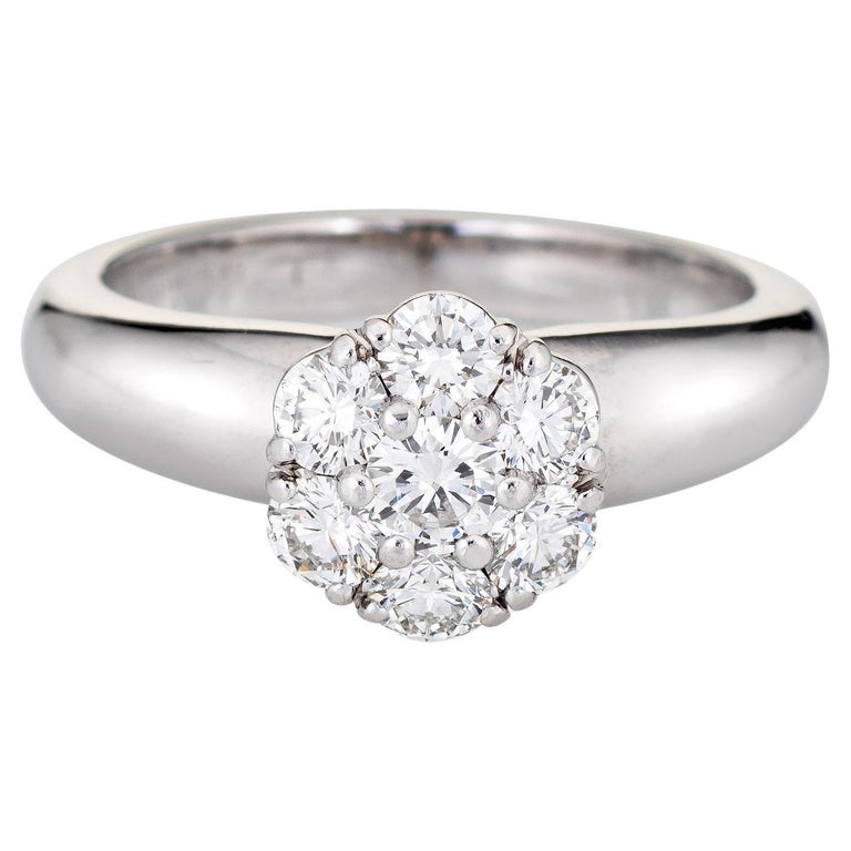 Jabel 0.75ct Diamond Cluster Ring Vintage Platinum Estate Fine Jewelry ...