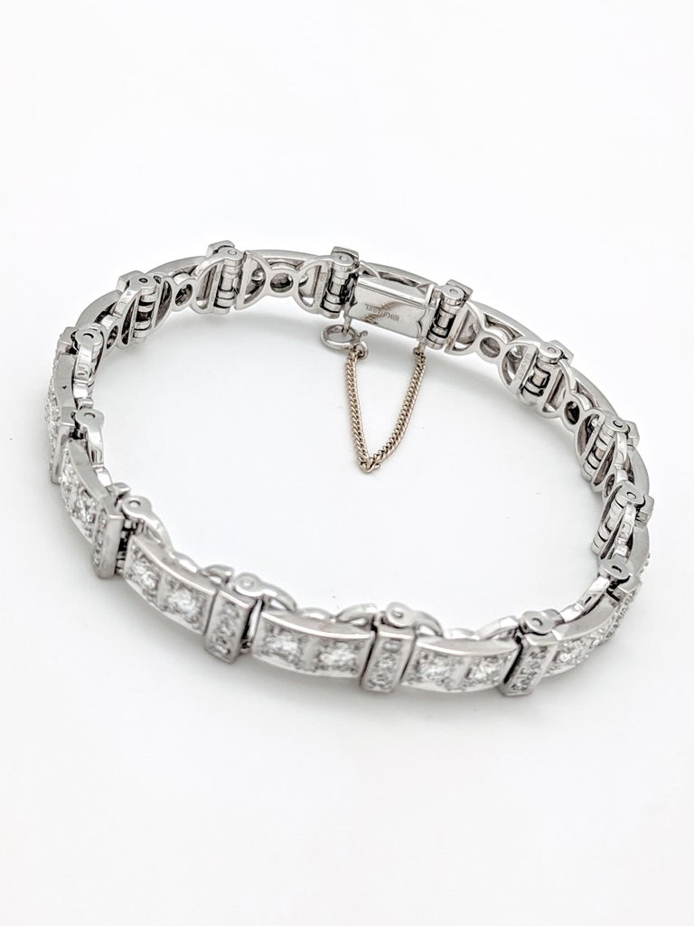 Jabel 18 Karat White Gold 5 Carat Diamond Tennis Bracelet For Sale At