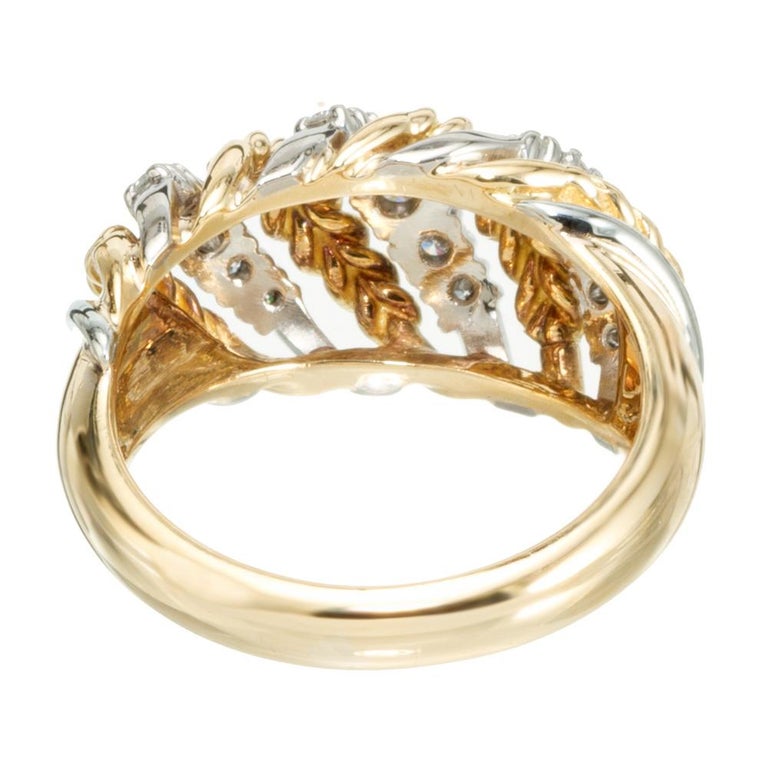 Jabel .40 Carats Diamond Yellow White Open Dome Ring For Sale at 1stDibs