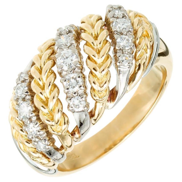 Jabel .40 Carats Diamond Yellow White Open Dome Ring For Sale at 1stDibs