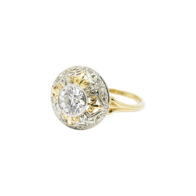 Jabel 0.75 CTW Diamond 14 Karat Tri-Colored Gold Retro Engagement Ring ...