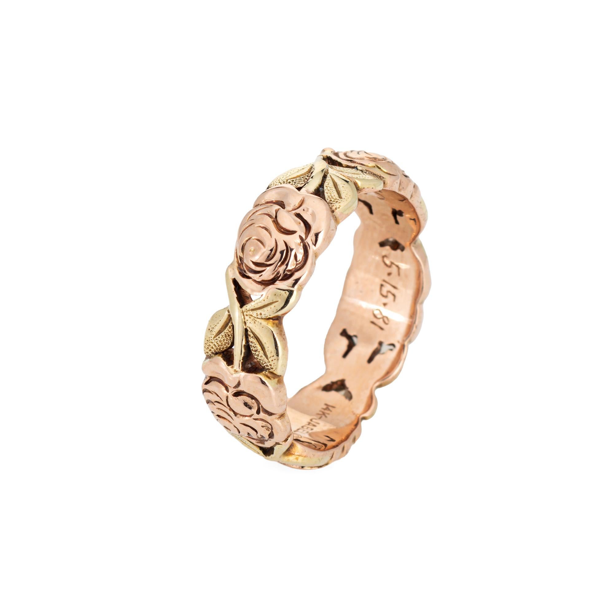 Jabel Roses and Leaves Ring Sz 5 Wedding Band 14k Rose Gold Vintage ...