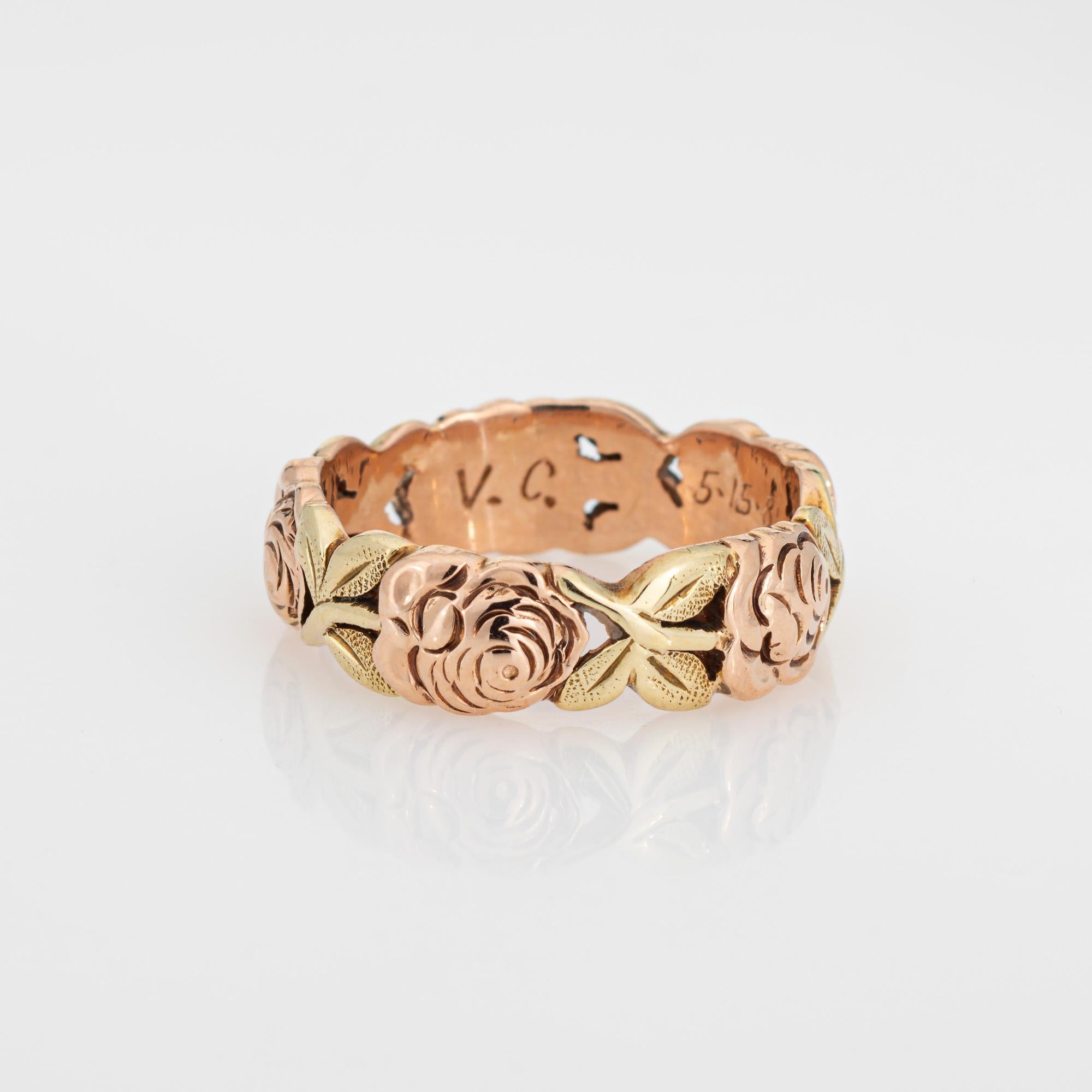 Jabel Roses and Leaves Ring Sz 5 Wedding Band 14k Rose Gold Vintage ...