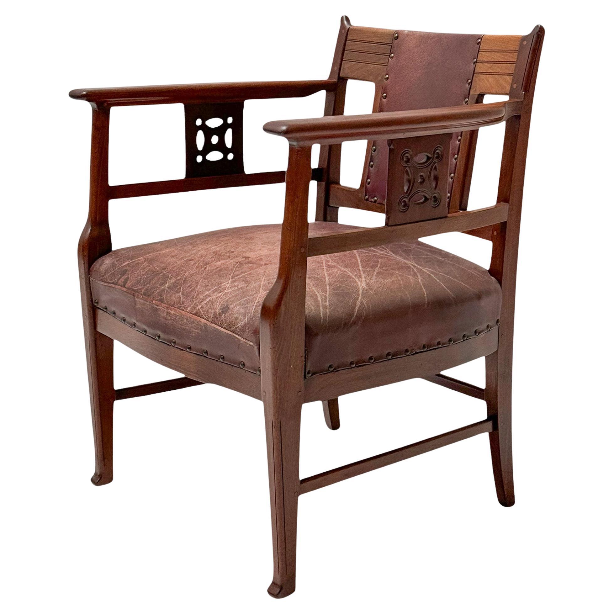 Antique Arts and Crafts Solid Oak Banker's Chair For Sale at 1stDibs