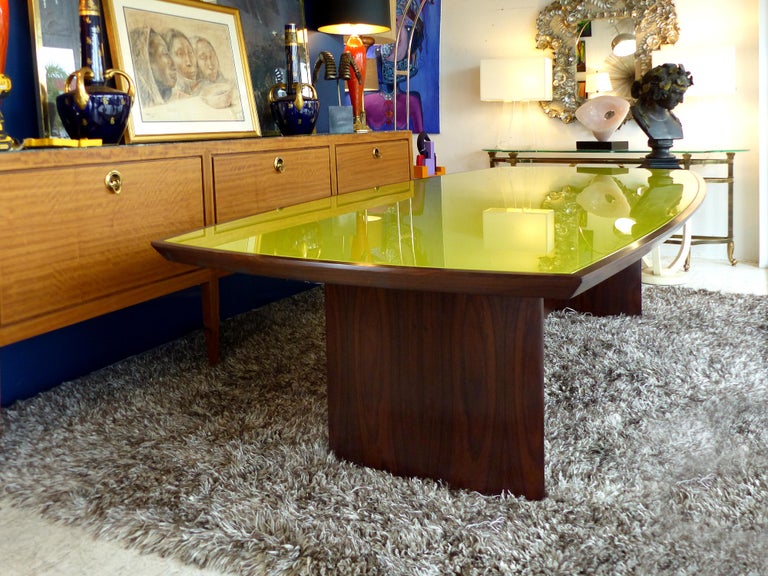 Jacaranda Reverse Painted Glass Top Dining Table by Joaquim Tenreiro ...