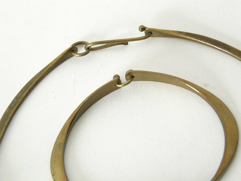Sculptural Bronze Pendant Necklace and Bracelet Set Attributed to Jack ...