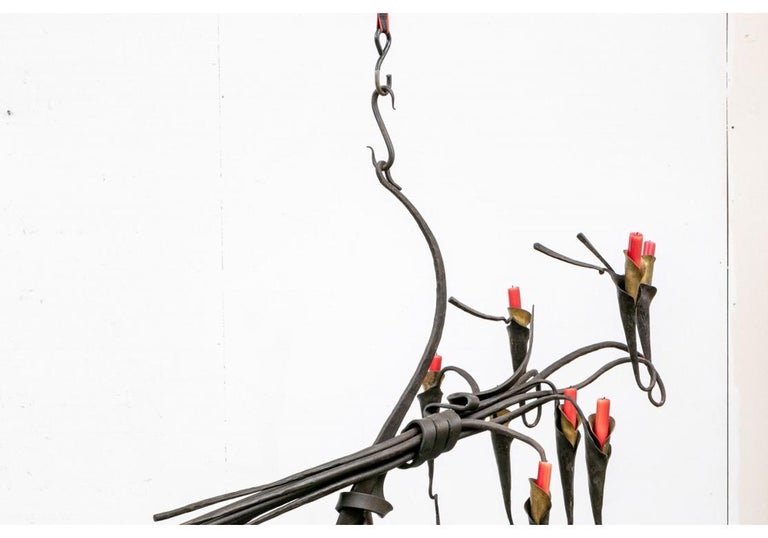 Jack Brubaker Hanging Iron and Brass Candle Mobile Sculpture For Sale ...