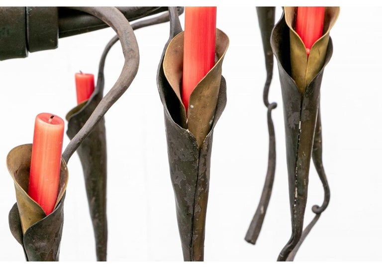 Jack Brubaker Hanging Iron and Brass Candle Mobile Sculpture For Sale ...