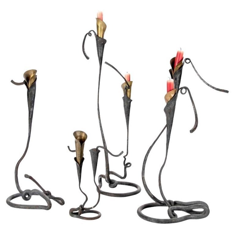 Jack Brubaker (Am. 20th-21st C.) Set Of Four Iron And Brass Modern ...