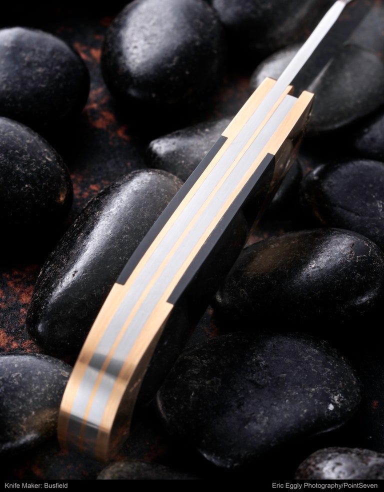 Jack Busfield, 18K Yellow Gold, Double Folding Knife with Black Jade at ...