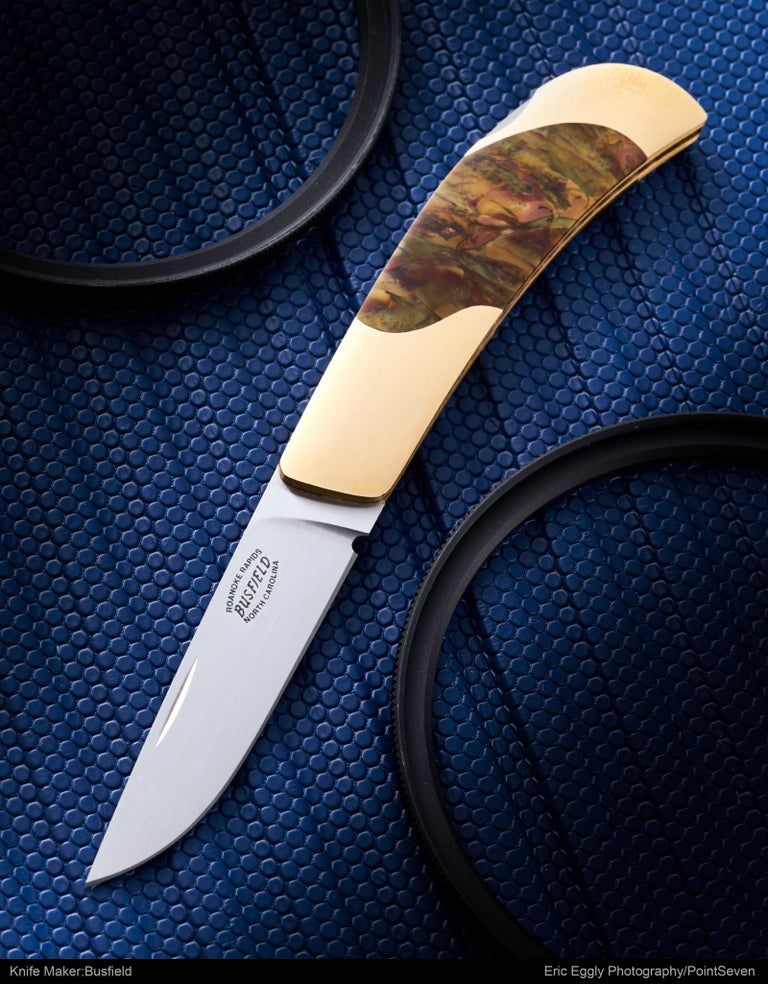 Jack Busfield Folding Knife with 18K Yellow Gold and Moissanite at 1stDibs