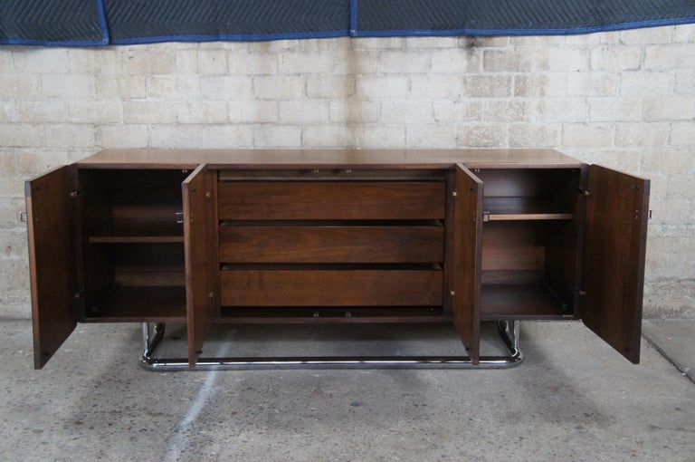 Jack Cartwright for Founders Mid-Century Modern Tubular Chrome Walnut ...