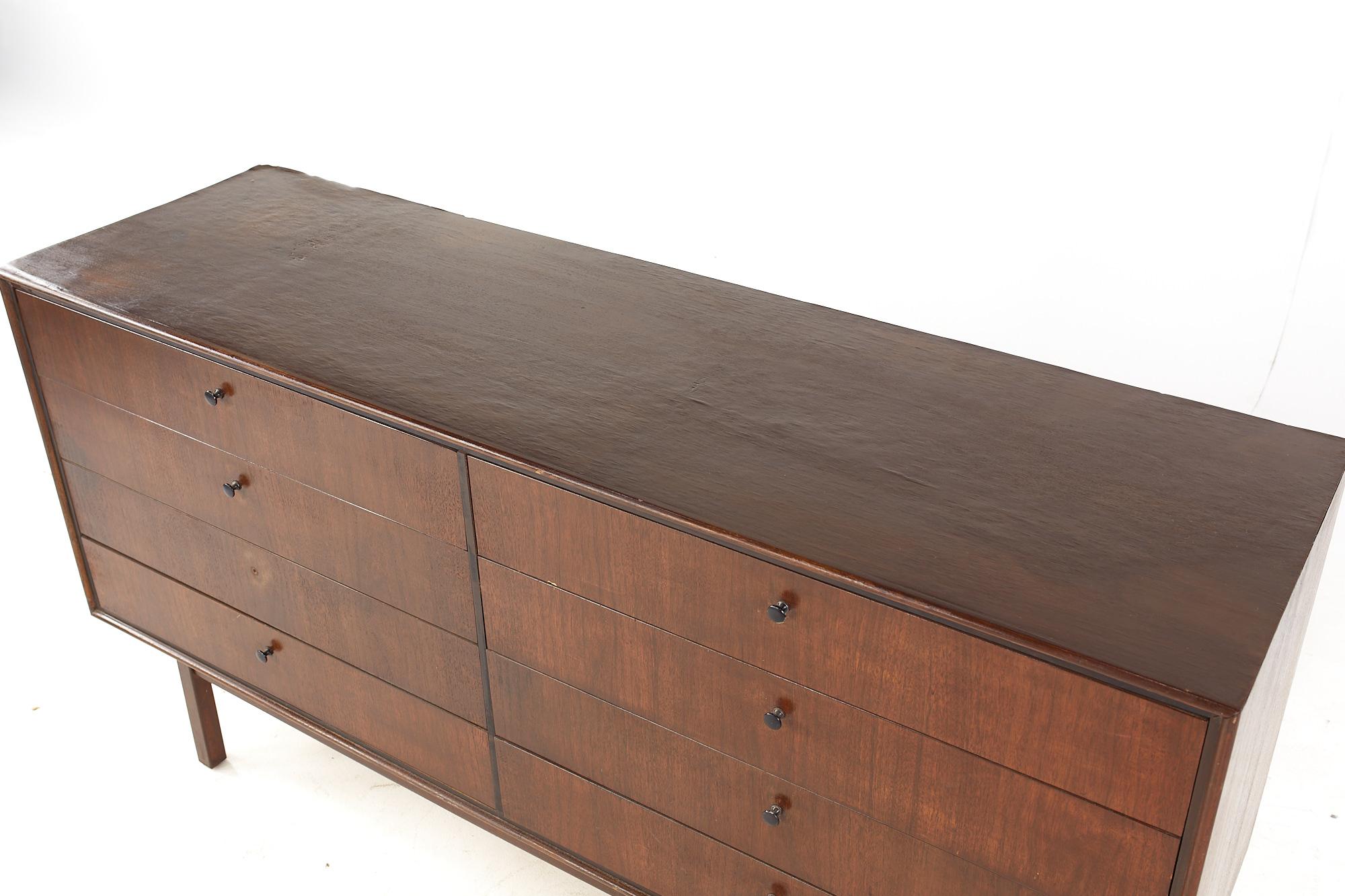 Jack Cartwright for Founders Mid Century Walnut 8 Drawer Lowboy Dresser ...