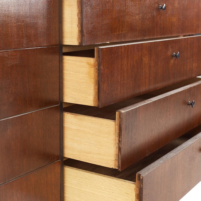 Jack Cartwright for Founders Mid Century Walnut 8 Drawer Lowboy Chest ...