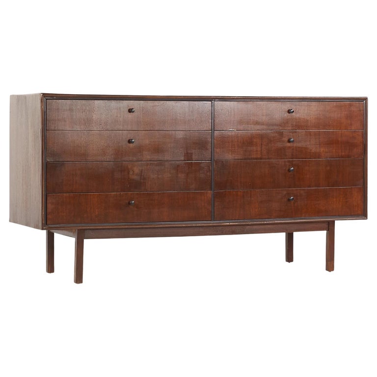 Jack Cartwright for Founders Mid Century Walnut 8 Drawer Lowboy Chest ...