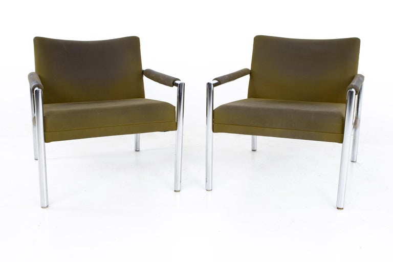 Jack Cartwright for Founders Style Mid Century Chrome Lounge Chairs, a ...