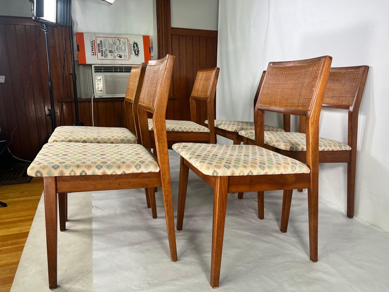 Jack Cartwright for Founders Walnut Caned Dining Chairs, Set of 6 For ...