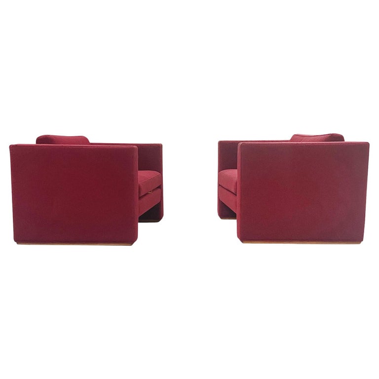 Jack Cartwright Red Cube Club Chairs, Pair For Sale at 1stDibs
