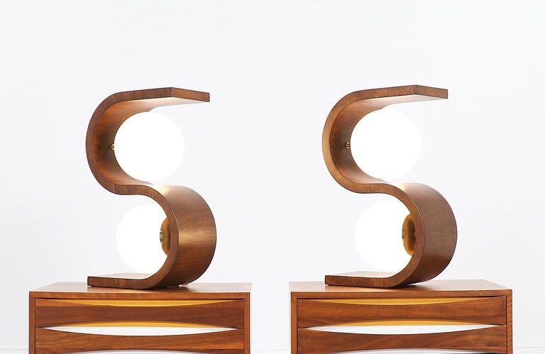 Jack Haywood "Serpentine" Table Lamps by Modeline at 1stDibs