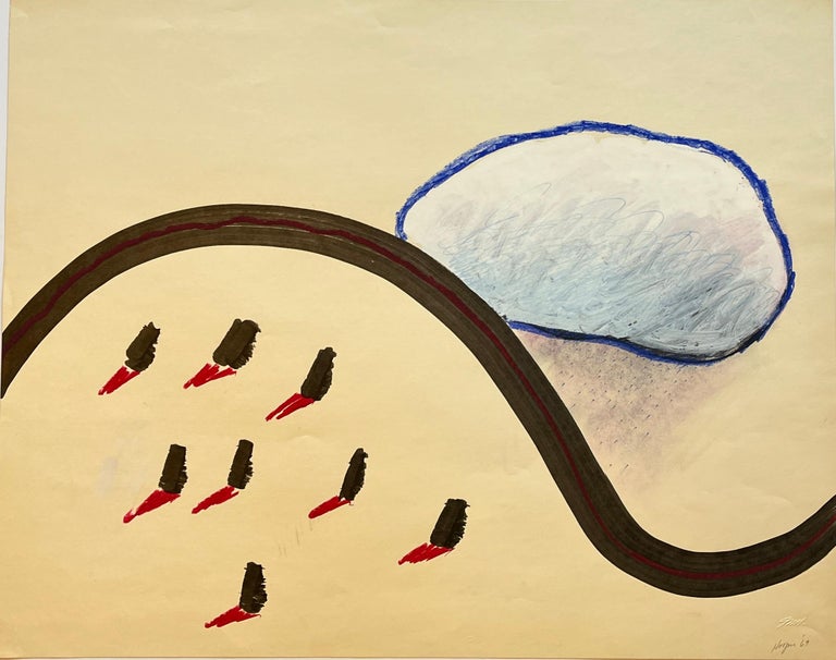 Jack Hooper - Modernism 1969 "Figures with Shadows" Abstract Landscape ...