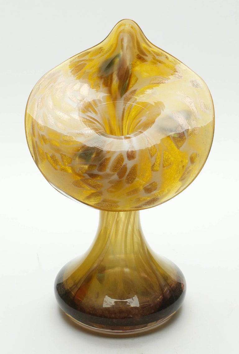 "Jack-in-the-Pulpit" Cornucopia Flower Vase with Gold Flecks at 1stDibs