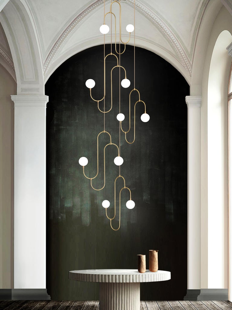 Jack and Jill Pendant 5 Piece 'Brass and Crystal Glass Orb with G12 LED ...