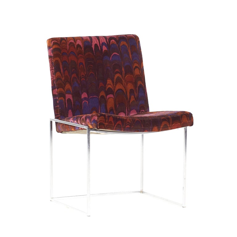 Jack Lenor Larsen Mid Century Square Chrome Framed Dining Chairs, Set ...