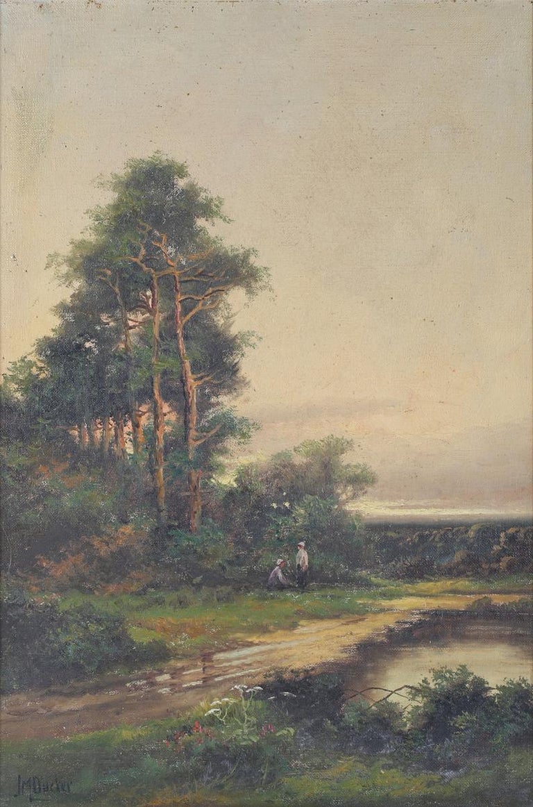 Jack M. Ducker - Antique English Oil Painting Figure in Woodland ...