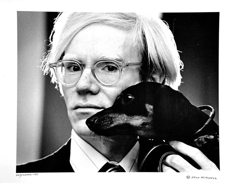 Jack Mitchell - Andy Warhol and his beloved dachshund Archie, signed by ...