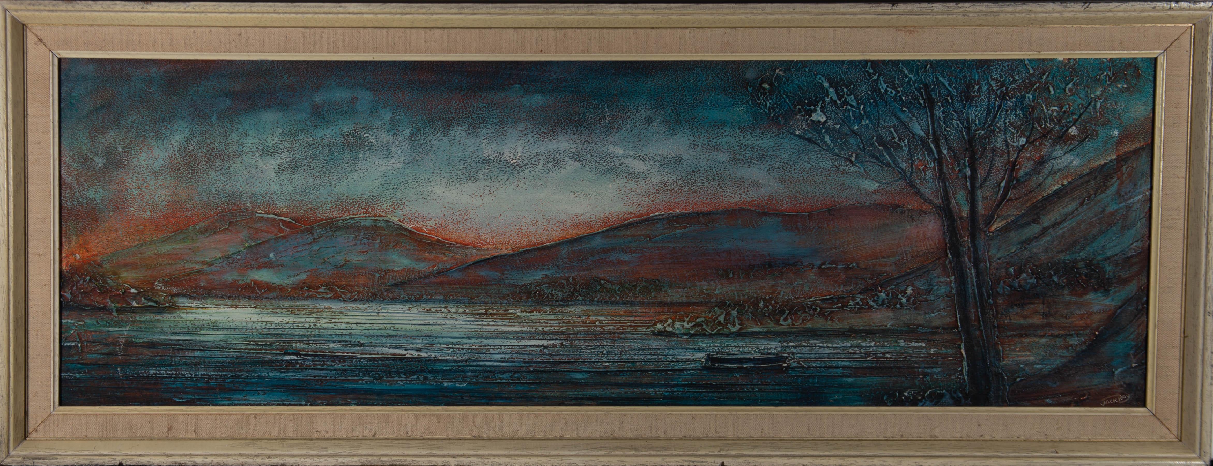 Jack Ray - Jack Ray - 20th Century Oil, Landscape in Blue and Red at ...