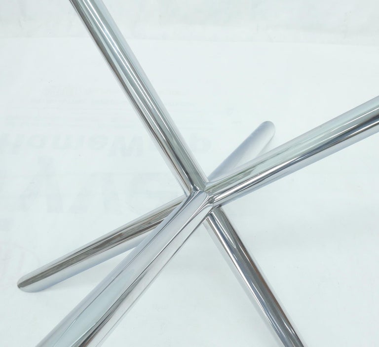 Jack Shape Large Polished Chrome Round Glass Top Dining Table For Sale ...