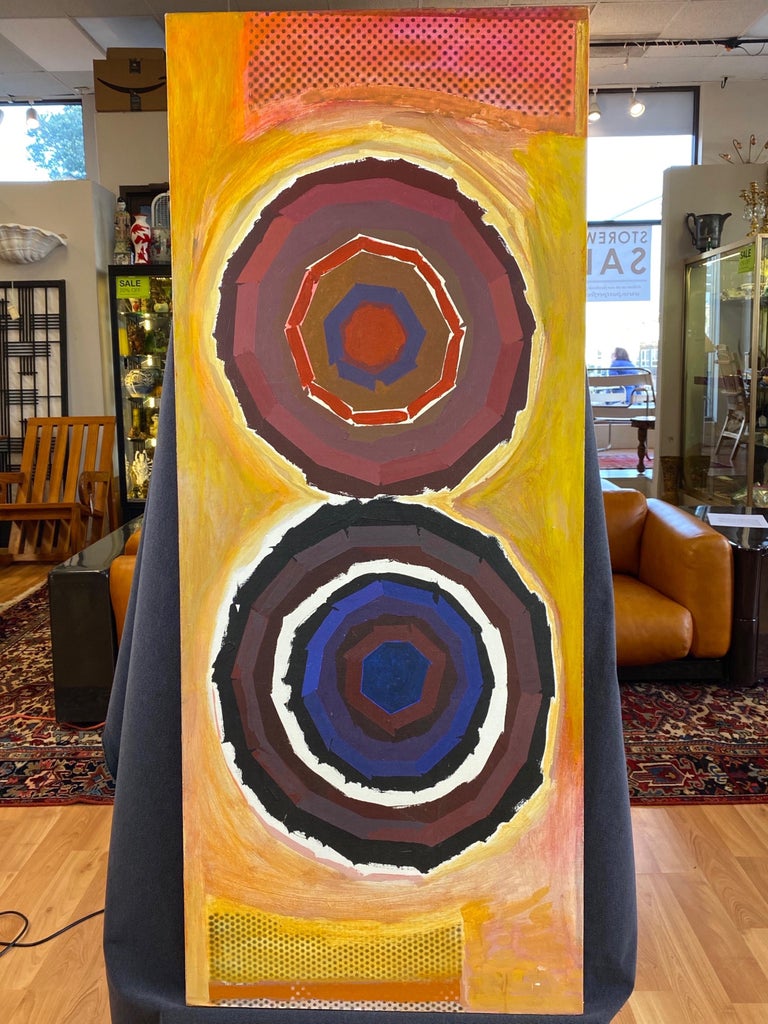 Jack Wolfe “Concentric Circles”, Tall Abstract Expressionist Painting, 1960s at 1stDibs