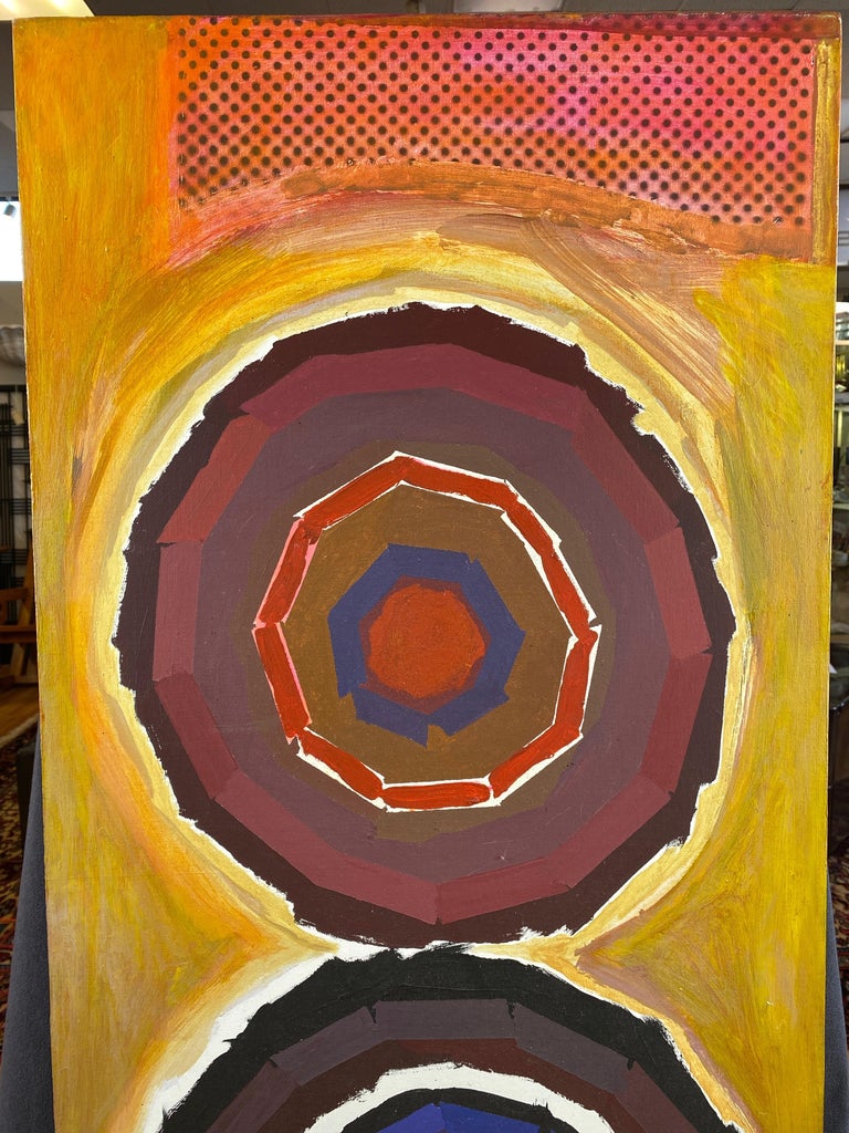 Jack Wolfe “Concentric Circles”, Tall Abstract Expressionist Painting, 1960s at 1stDibs