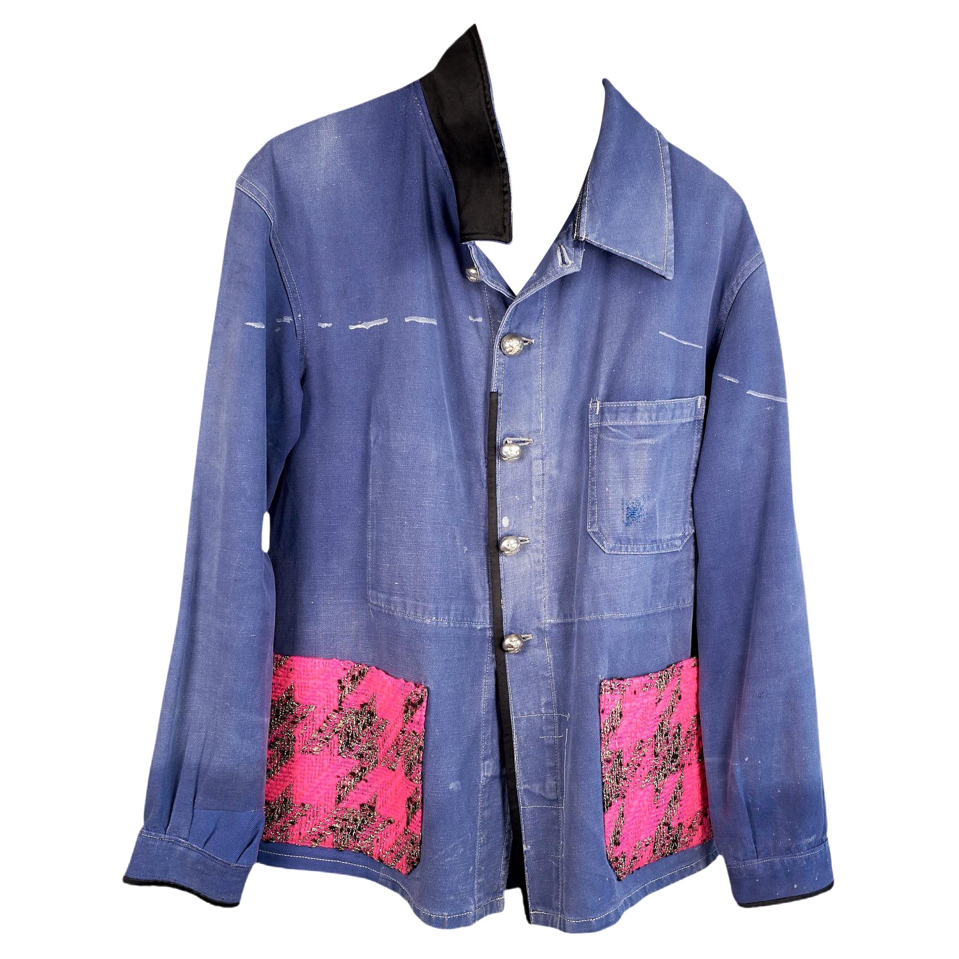 Embellished Fringe Blue Jacket French Blue Work Wear J Dauphin at ...