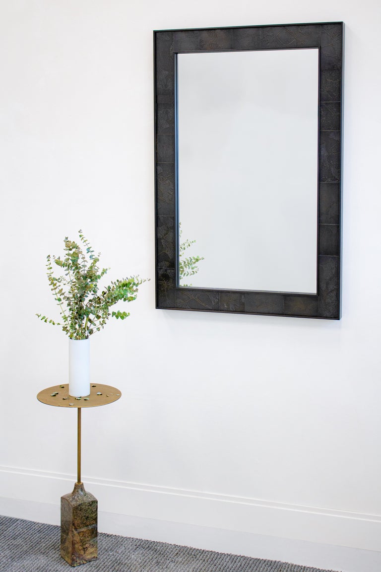 Jackson Mirror in Blackened Brass w/ Etched Ginkgo Relief For Sale at ...