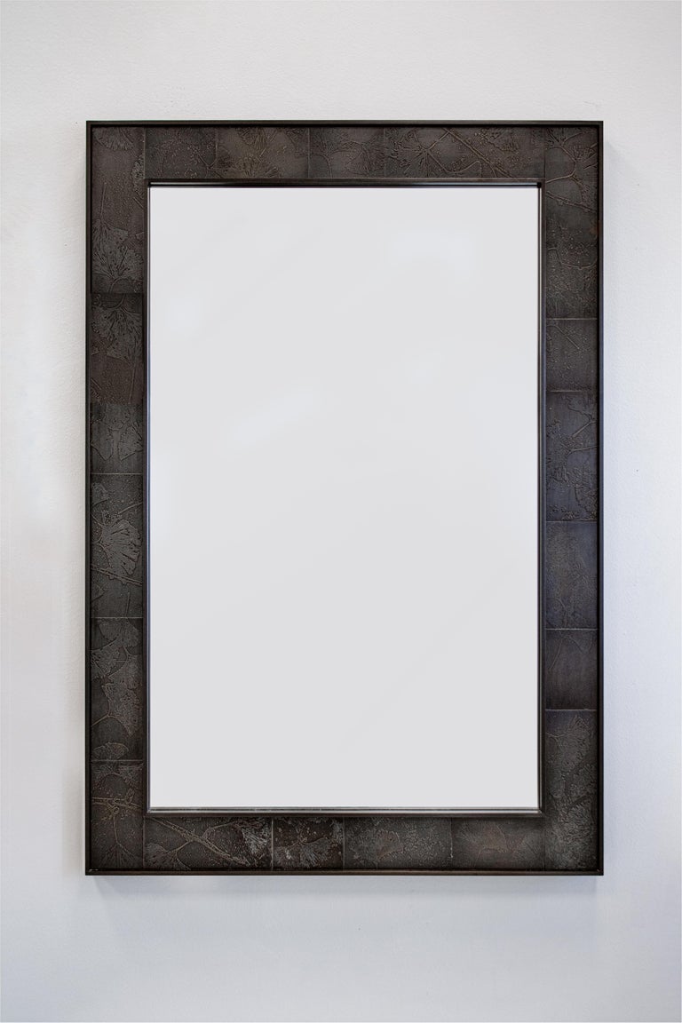 Jackson Mirror in Blackened Brass w/ Etched Ginkgo Relief For Sale at ...