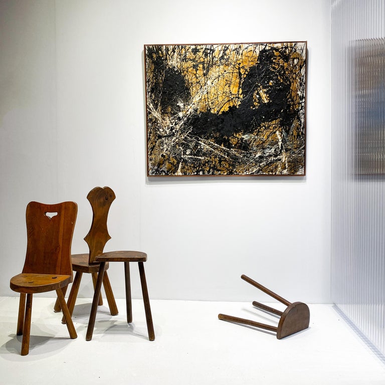 Jackson Pollock Style Drip/Action Painting, Midcentury, Signed and ...