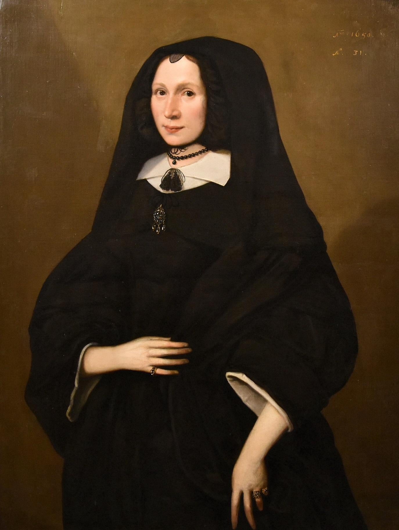 Portrait Woman Backer Paint Oil on canvas old master 17th Century ...