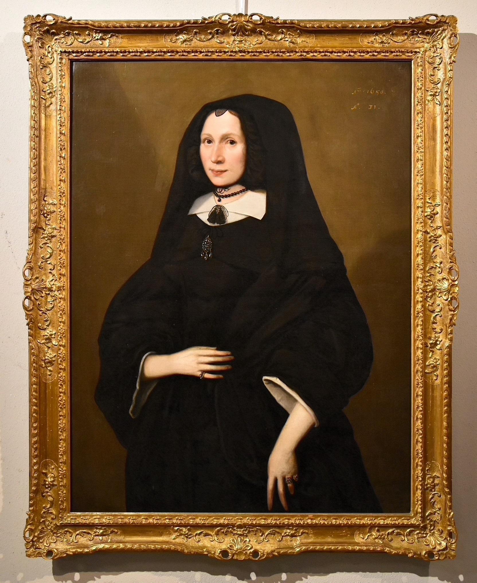 Portrait Woman Backer Paint Oil on canvas old master 17th Century ...