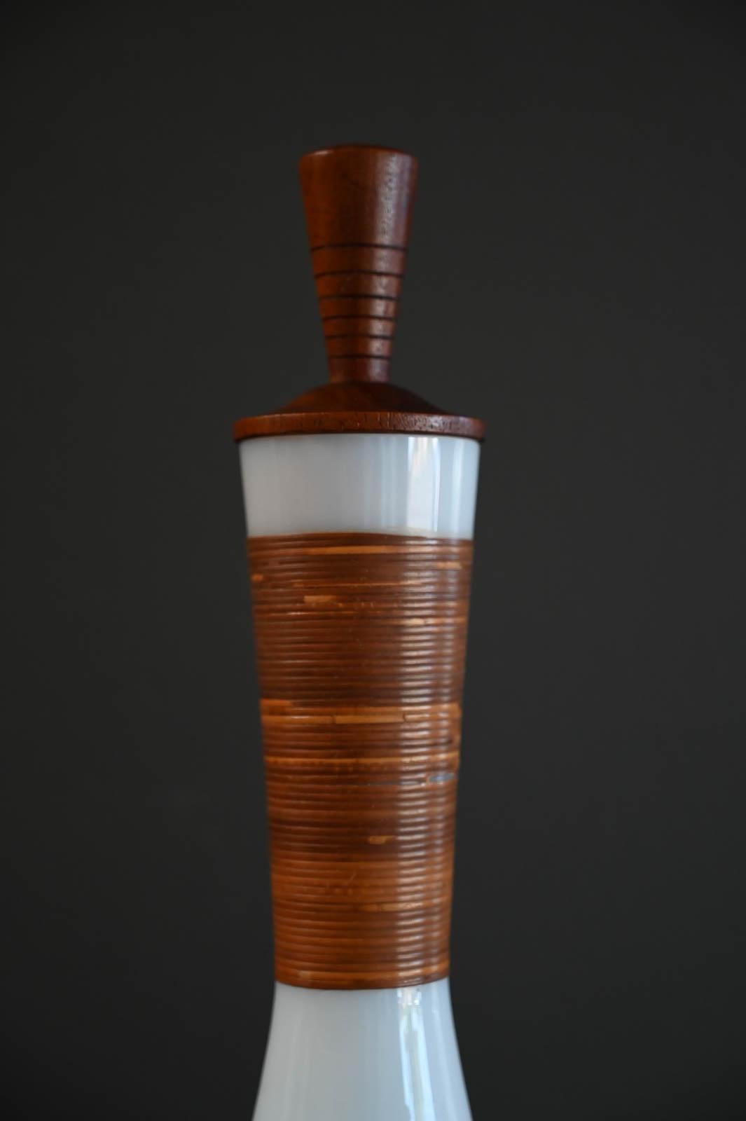 Jacob Bang for Kastrup White Opaline Glass Decanter, Raymor ca. 1960 ...