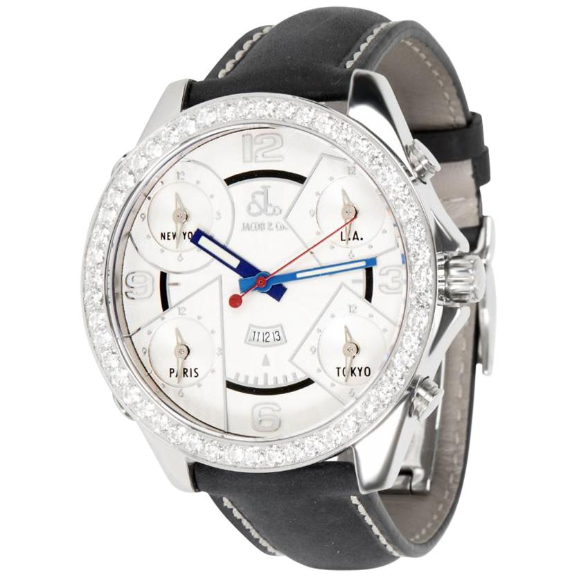 Jacob and Co. Five 5 Time Zone Diamond Watch A5130 For Sale at 1stDibs