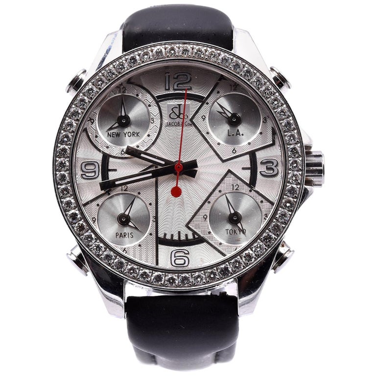 Jacob and Co Five Time Zone Watch with Diamond Bezel at 1stDibs | jacob ...