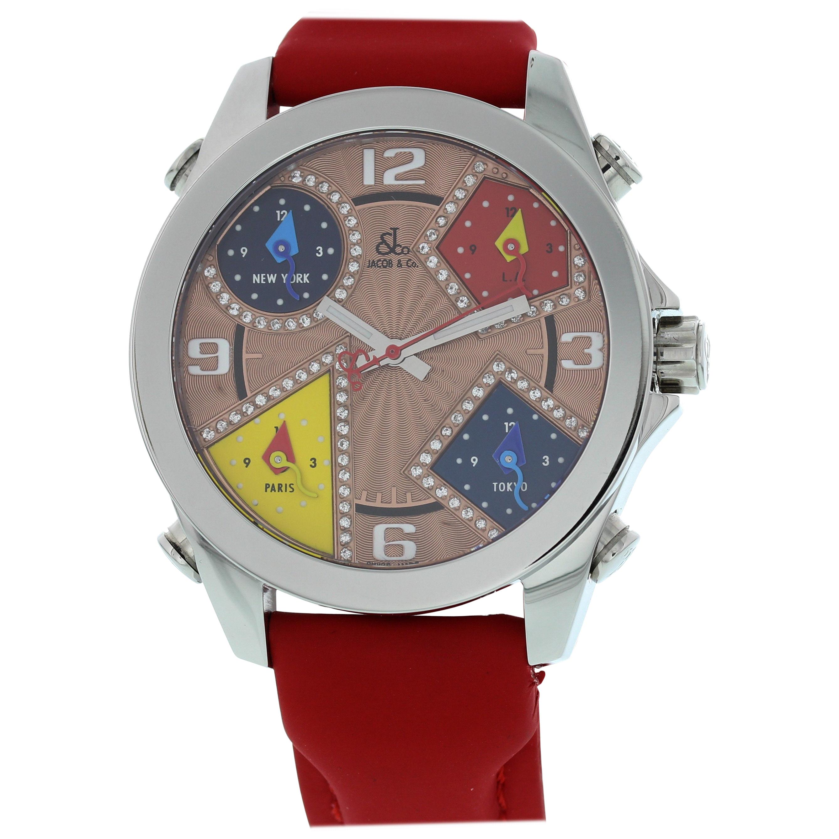 Jacob and Co Five Time Zone Watch with Diamond Bezel at 1stdibs