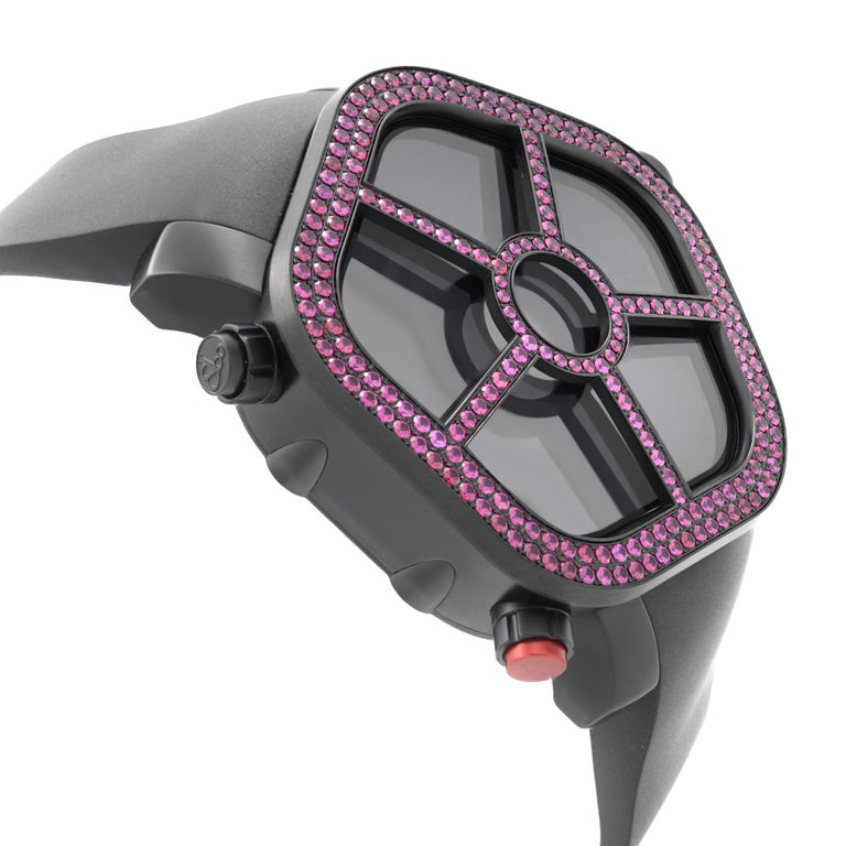 Jacob and Co Ghost 5-Time Zone Steel Ruby Red Bezel Men Watch GH100.11 ...