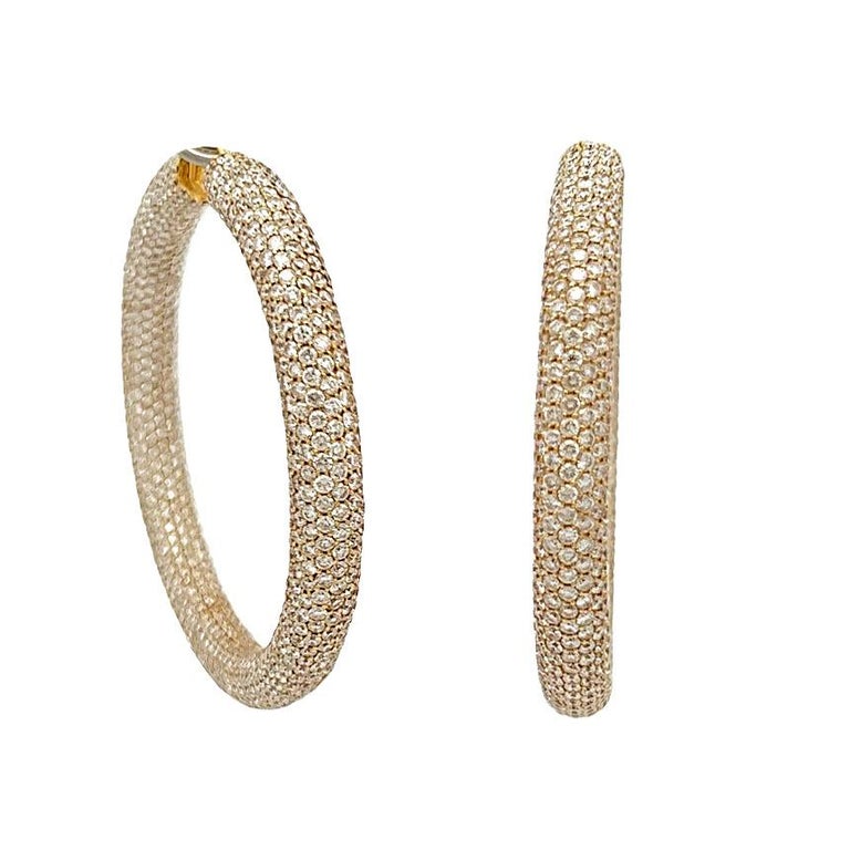 Jacob and Co. Yellow Gold Pave Large Diamond Hoop Earrings For Sale at ...