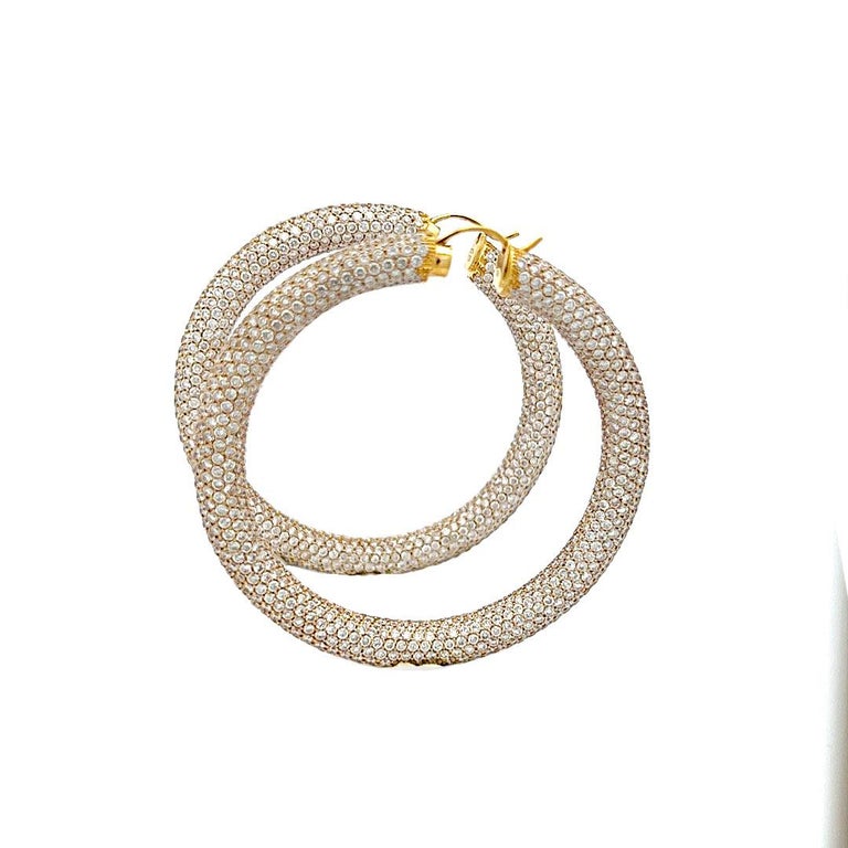 Jacob and Co. Yellow Gold Pave Large Diamond Hoop Earrings For Sale at ...