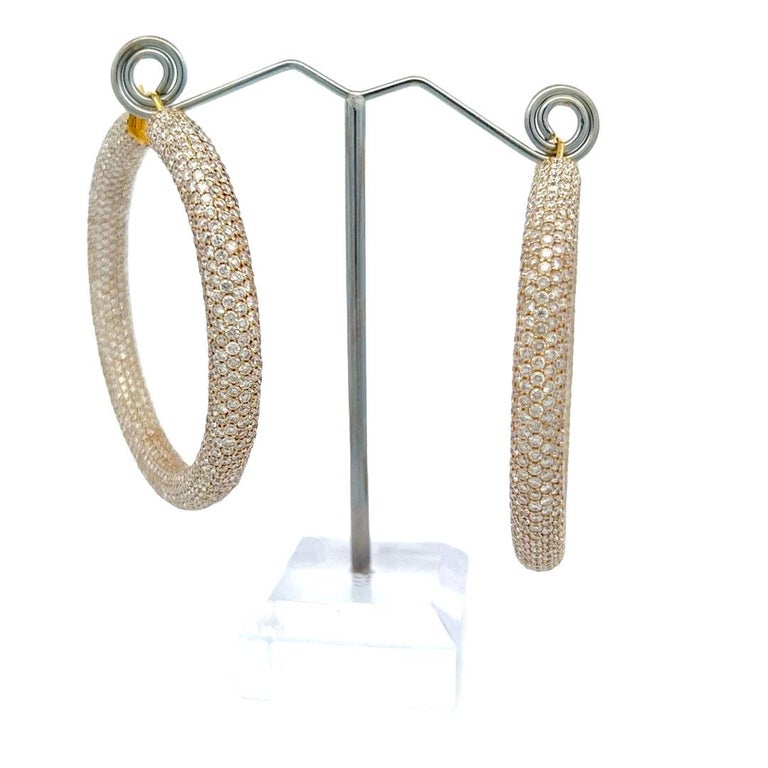 Jacob and Co. Yellow Gold Pave Large Diamond Hoop Earrings For Sale at ...