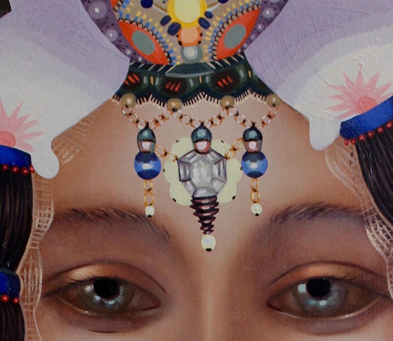 Jacob Hicks - Woman #18, Contemporary Realist Portrait, Jeweled ...